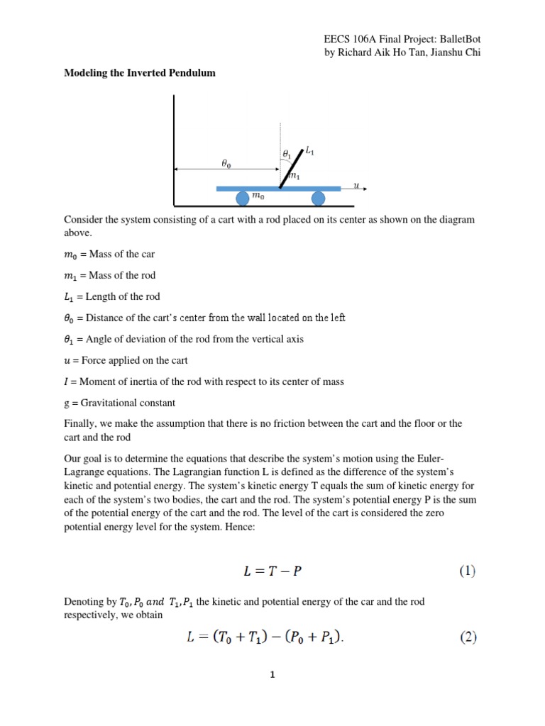 Inverted Pendulum Equations of Motion | PDF | Lagrangian Mechanics ...