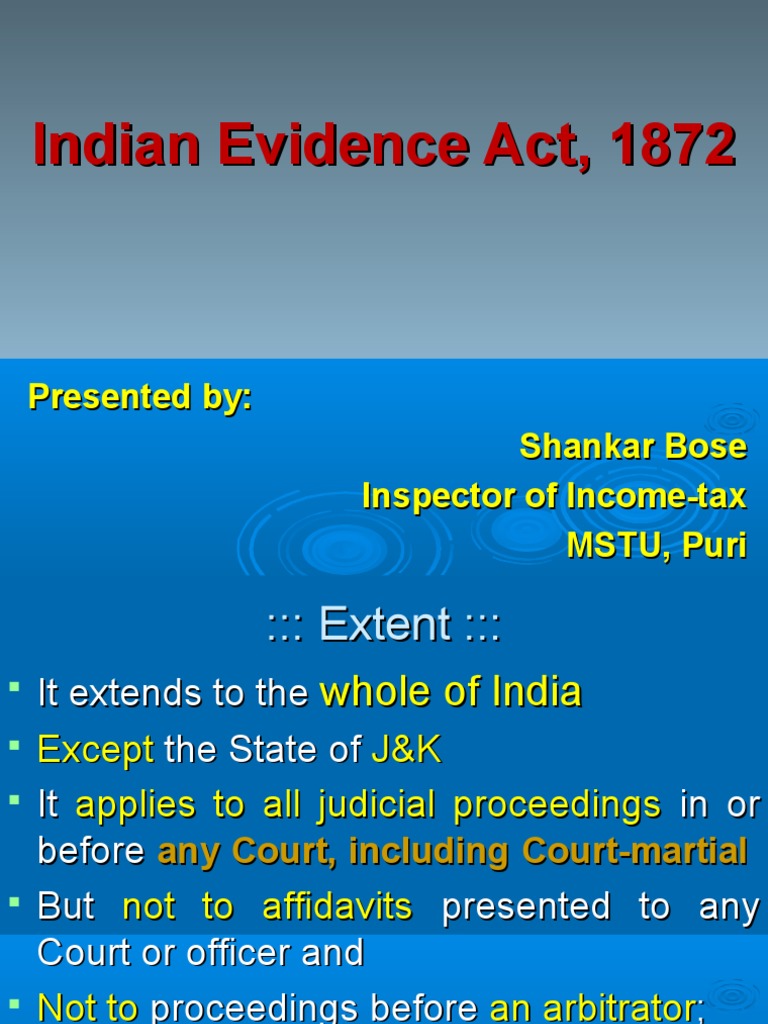 Indian Evidence Act, 1872 | PDF | Evidence | Burden Of Proof (Law)