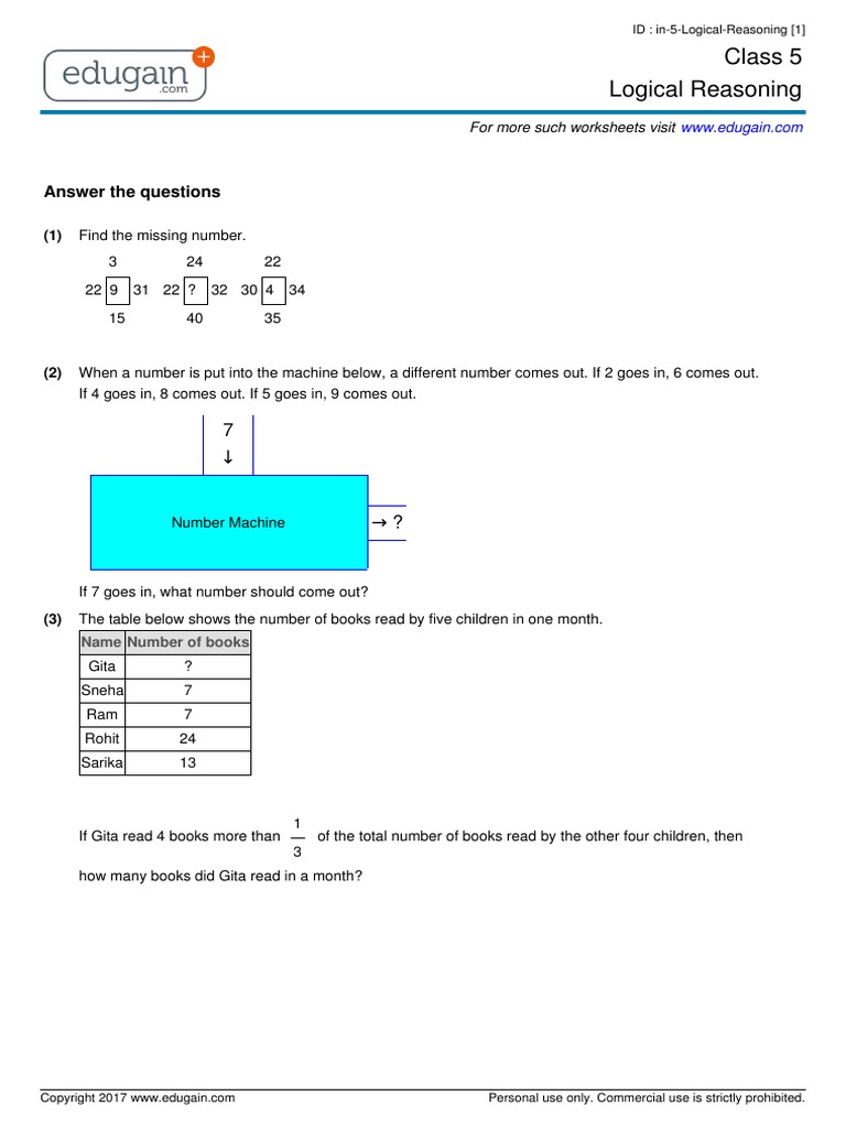 Grade 5 Logical Reasoning in | PDF | Symmetry | Teaching Mathematics