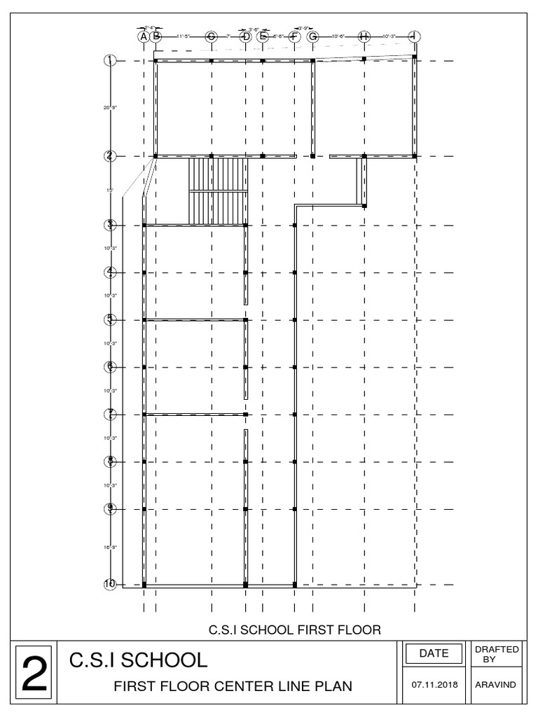 C.S.I School: First Floor Center Line Plan | PDF