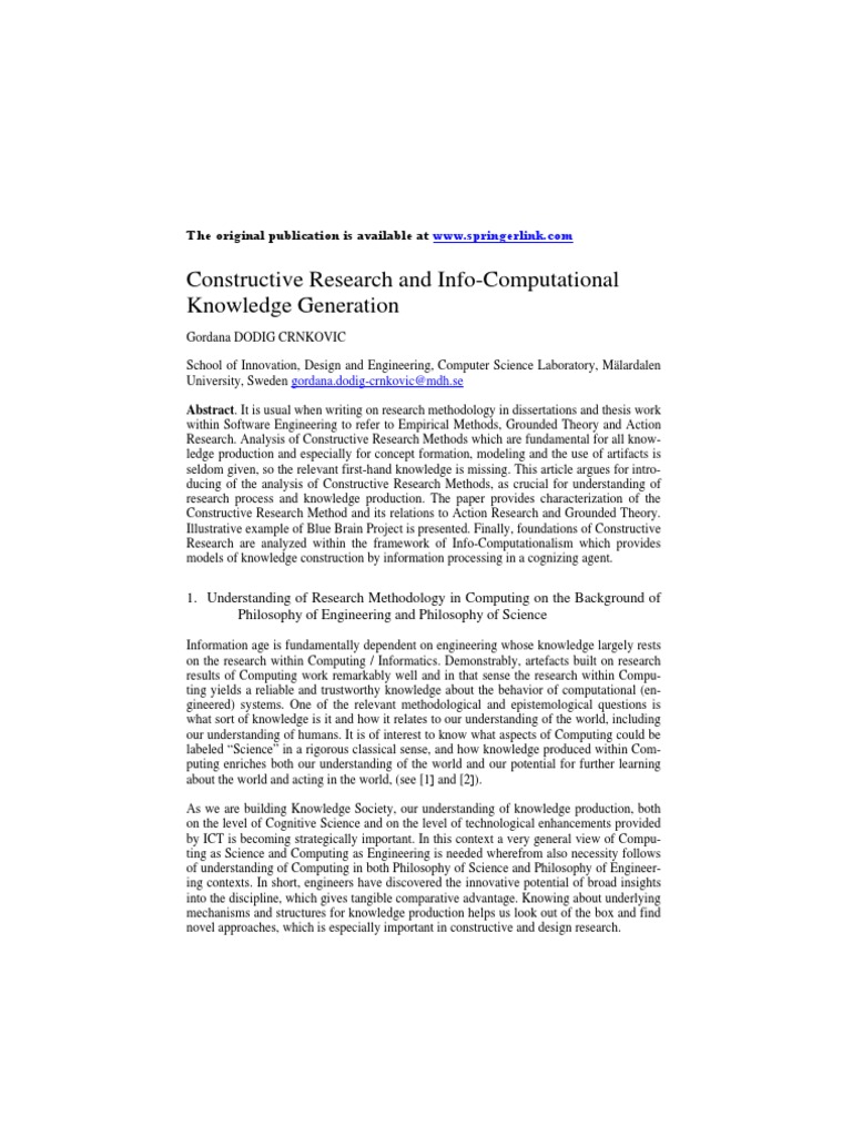 Constructive Research in Computing | PDF | Constructivism (Philosophy ...
