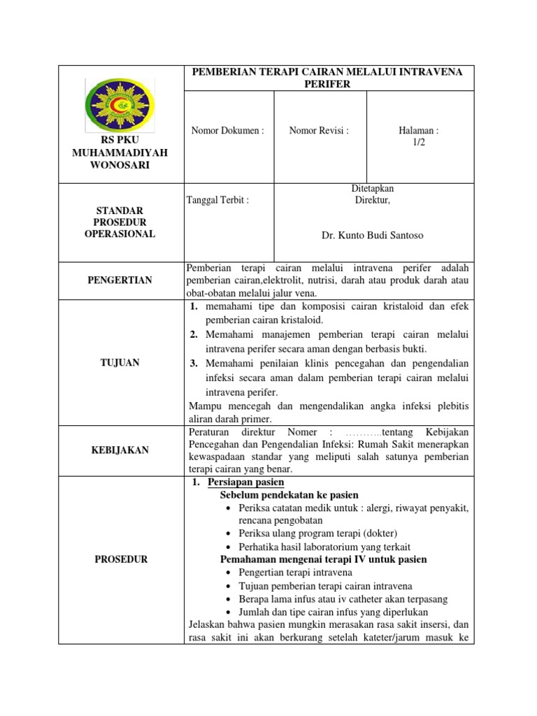 4.spo Pemberian Terapi Cairan | PDF