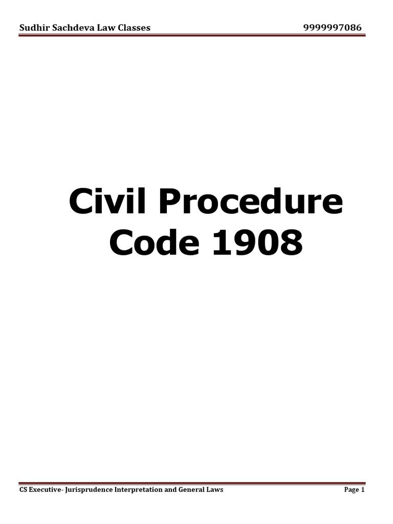 Civil Procedure Code 1908 | PDF | Decree | Judgment (Law)