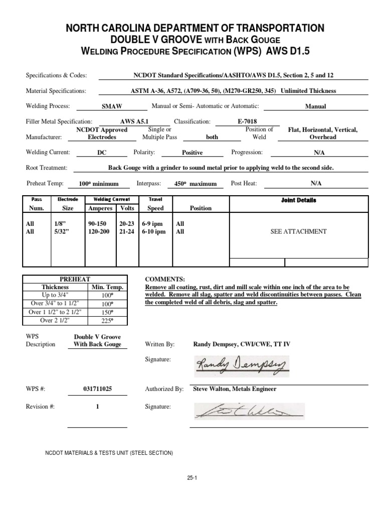 Approved Structural Steel-Welding Procedures - Double V-Groove with ...