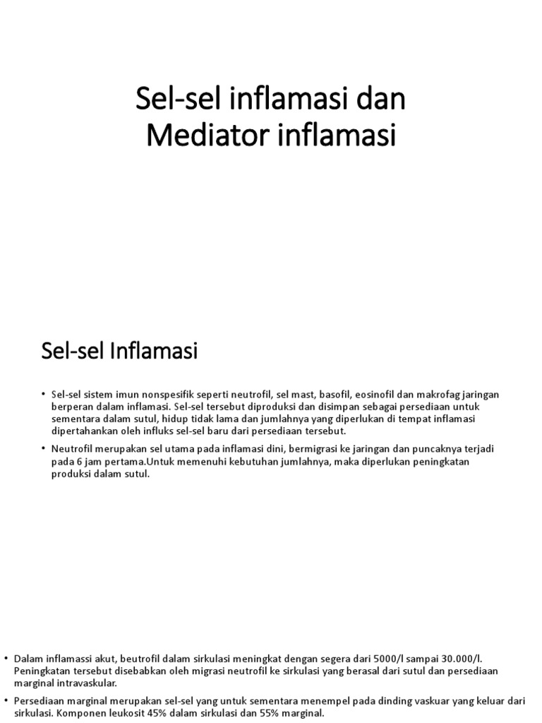 Sel-Sel Inflamasi Dan Mediator Inflamasi | PDF