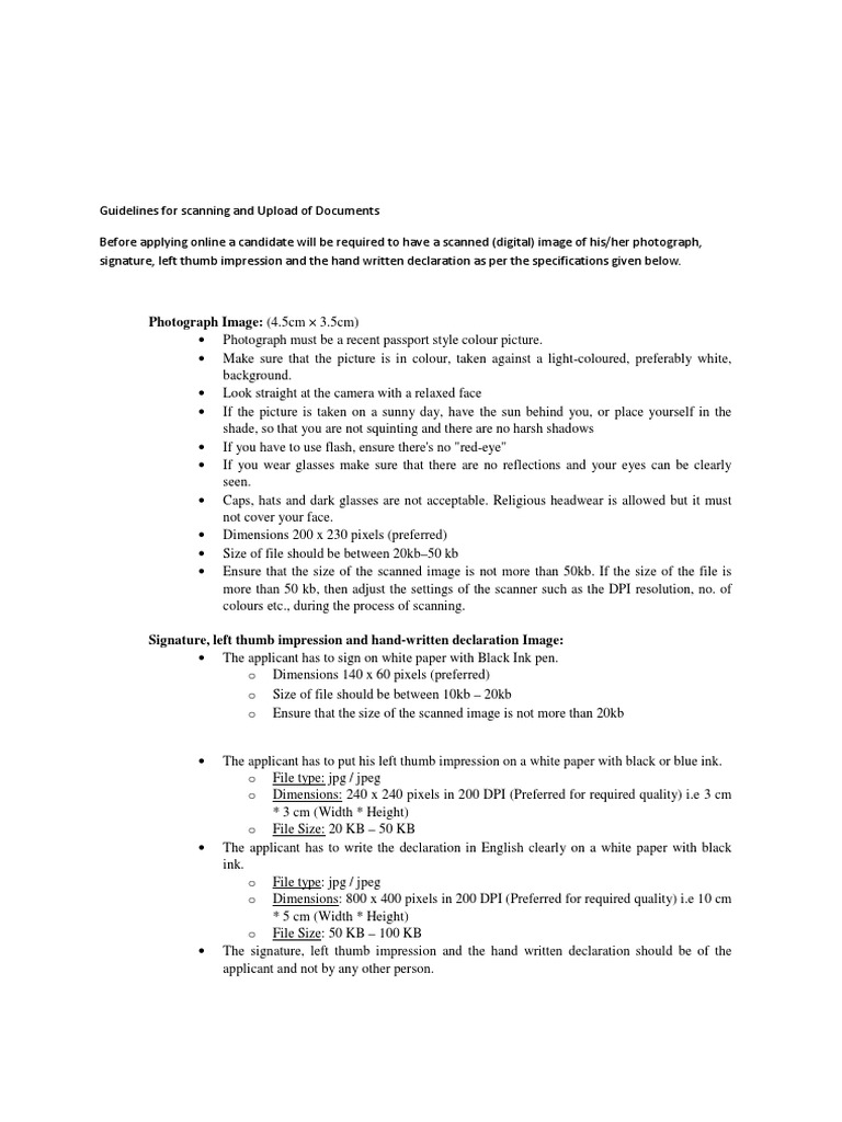 Document Upload Guidelines for Applications | PDF | Image Scanner ...