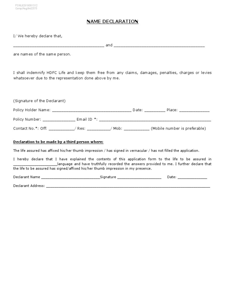 Name Declaration Format | PDF | Business | Computing And Information ...