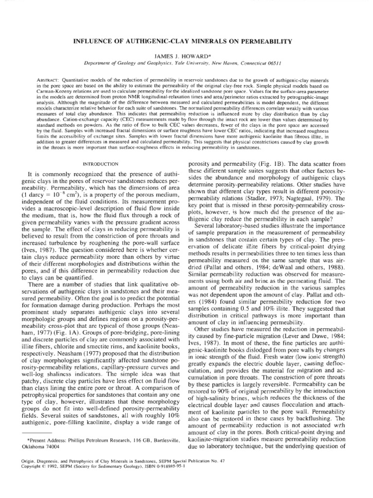 Authigenic Clay Minerals On Permeability | PDF | Porosity ...
