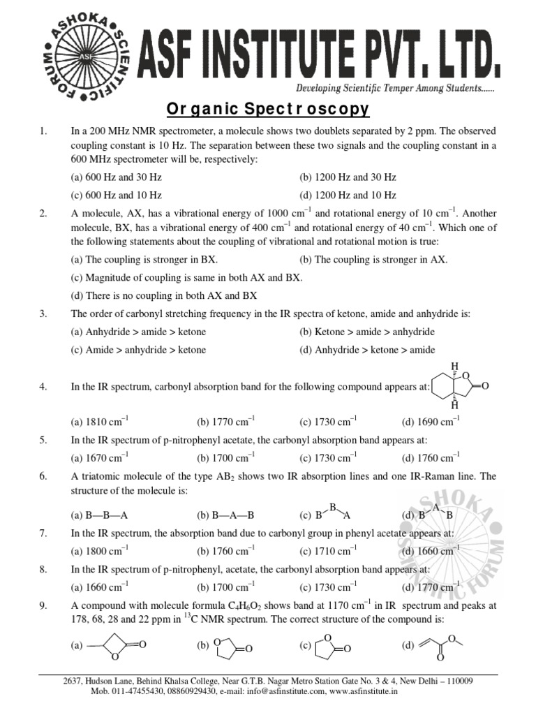 Question | Download Free PDF | Proton Nuclear Magnetic Resonance ...