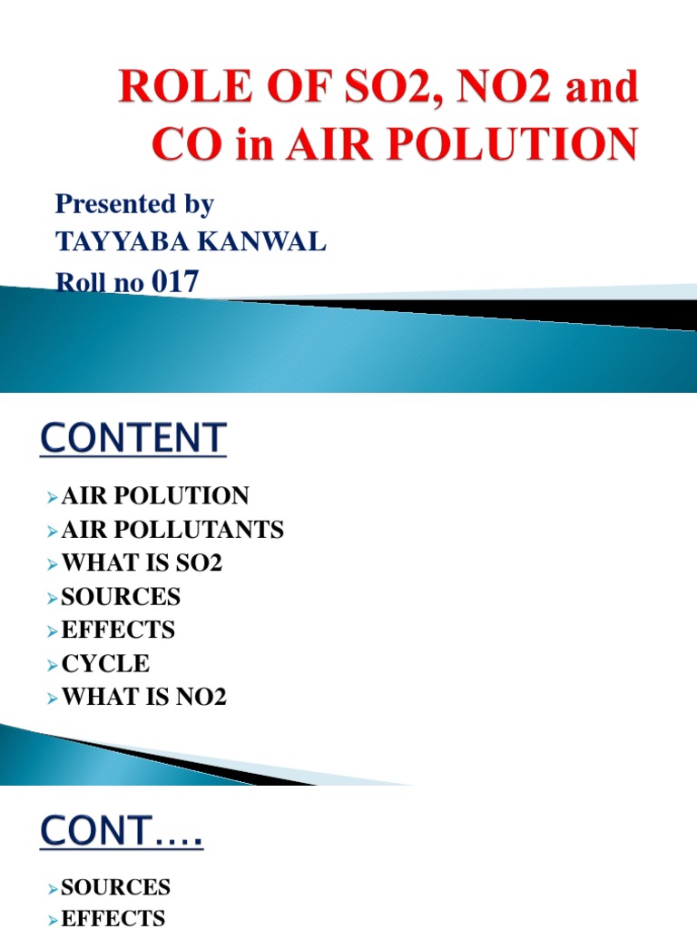 Presented by Tayyaba Kanwal Roll No | PDF | Nitrogen Dioxide | Sulfur ...