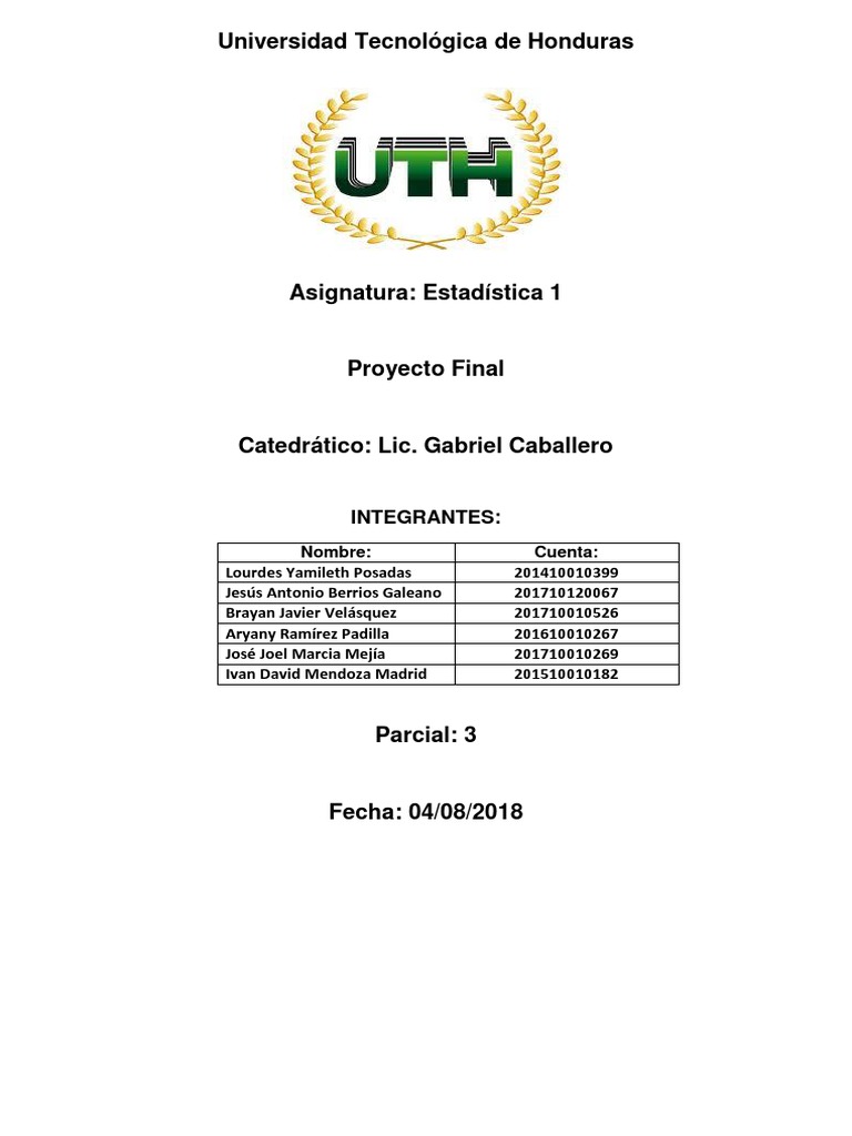 Proyecto Final Estadistica | PDF | Probabilidades y estadísticas | Science