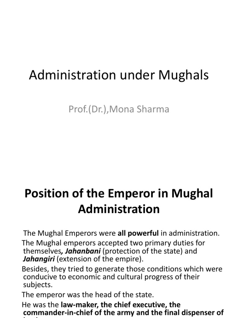 Administration Under Mughals | PDF | Mughal Empire