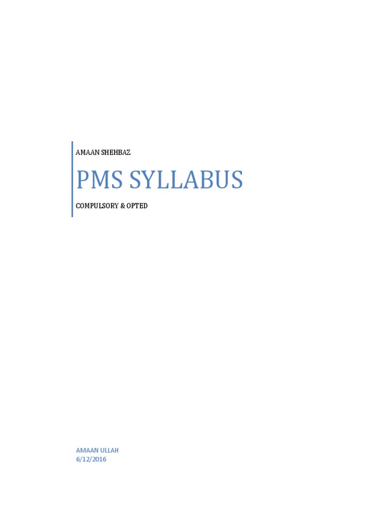 Pms Syllabus: Amaan Shehbaz | Download Free PDF | Public Administration ...