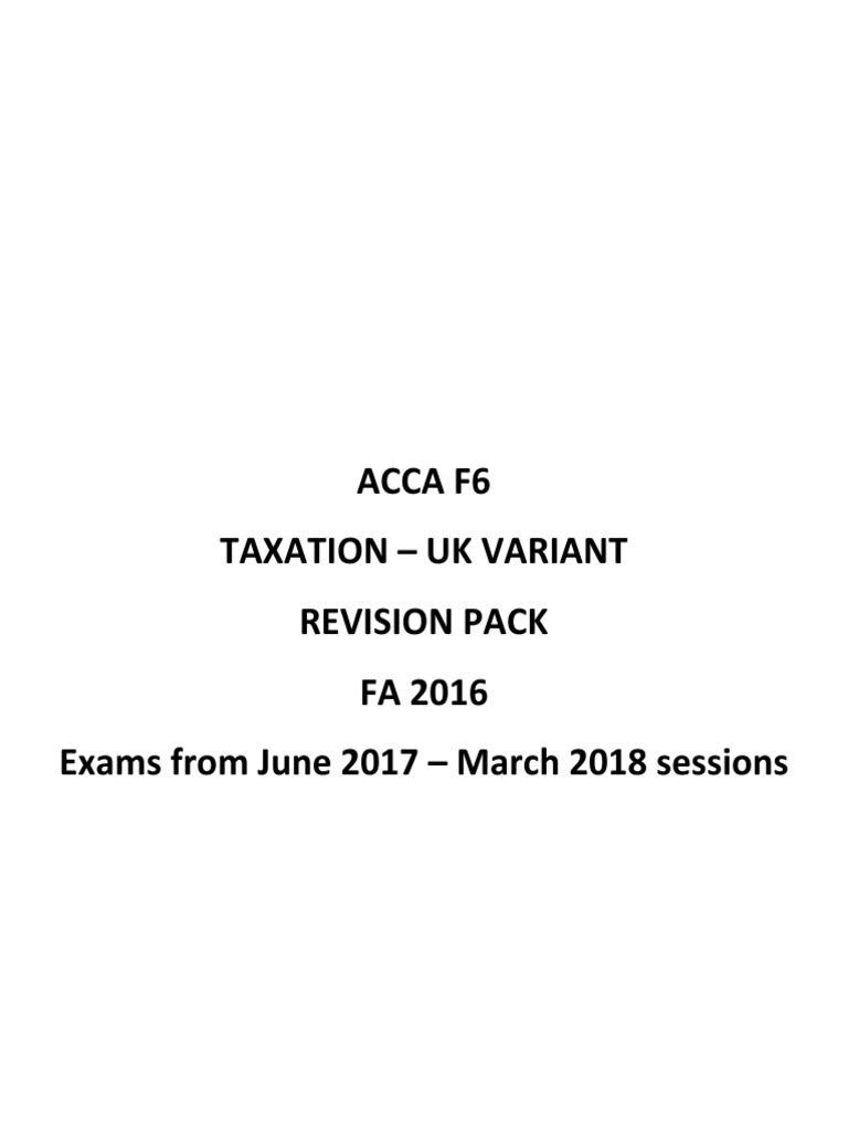 F6 Study Notes Updated Pdf Pdf Taxes Income Tax