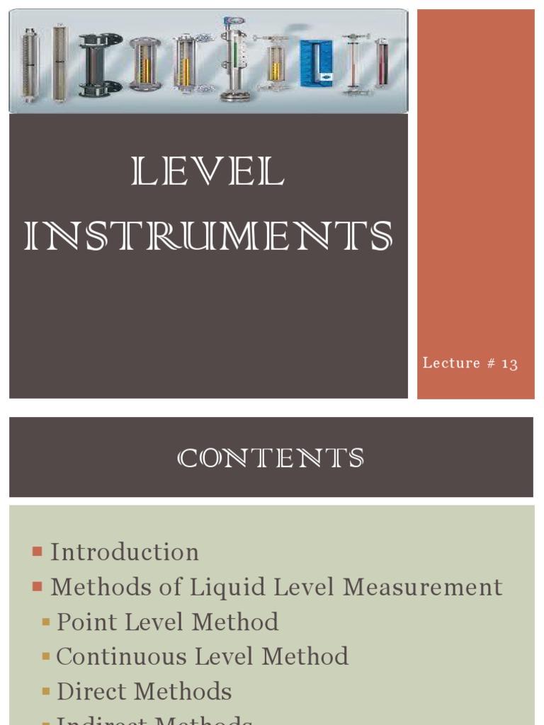 Lecture 13-Level Meters | PDF | Buoyancy | Pressure Measurement