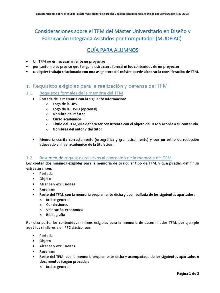 Guía para el TFM en MUDFIAC | PDF | Informática y tecnología de la ...