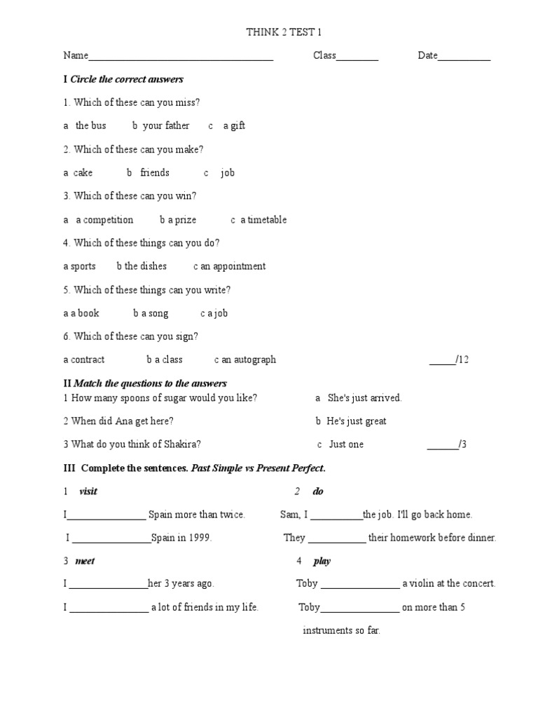 Think2 Test 1 Gr2 | PDF