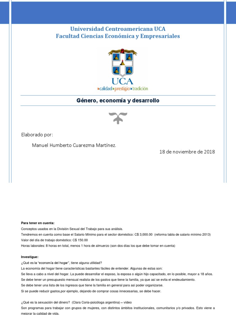 Actividad Evaluativa Igualdad y Equidad de Género en El Uso Del Tiempo ...