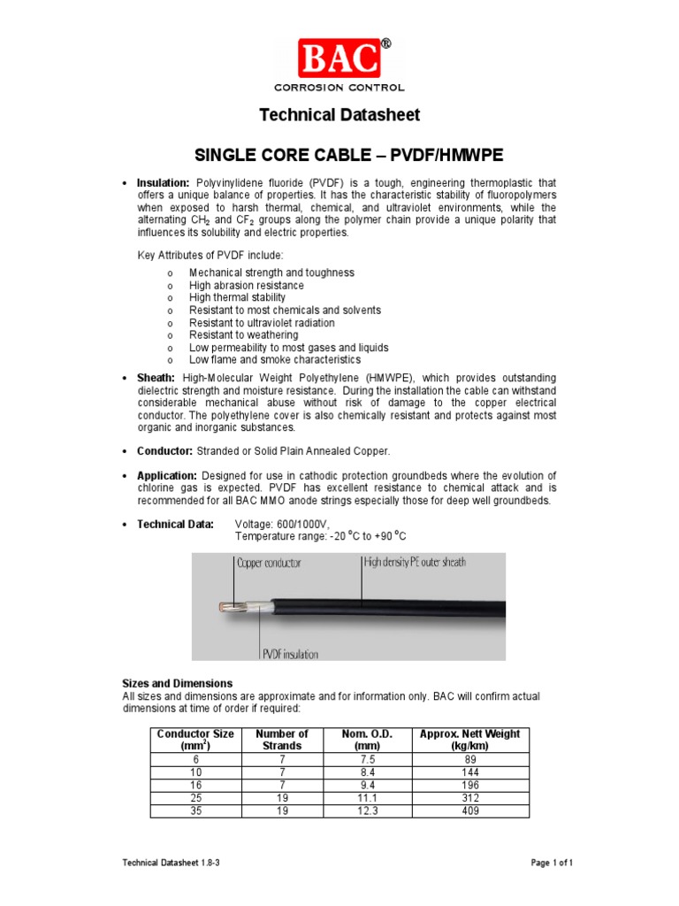 1.8 3 PVDF Hmwpe Cable | PDF | Coaxial Cable | Polyethylene