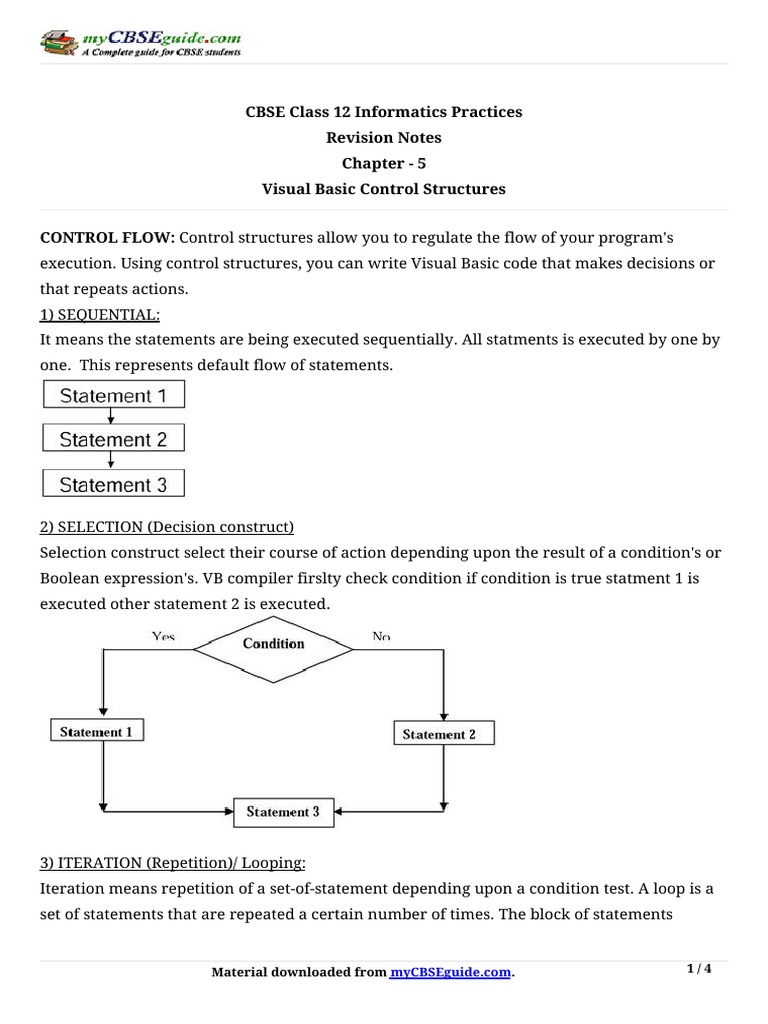 12 Informatics Notes Ch5 Pdf Control Flow Array Data Type