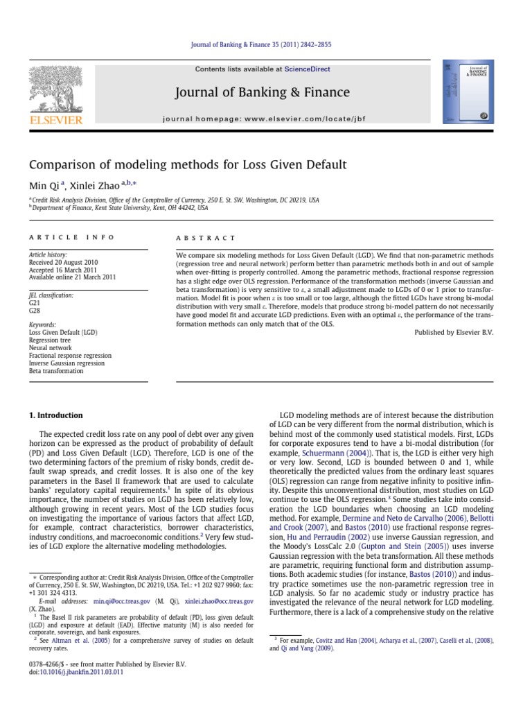 Comparison of Modeling Methods For Loss Given Default | PDF | Regression Analysis | Errors And ...
