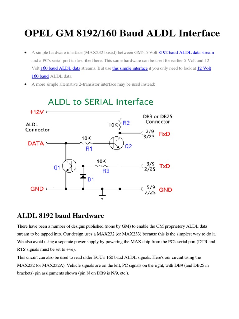 Opel & GM - Aldl Interface | PDF | Electrical Connector | Electrical ...