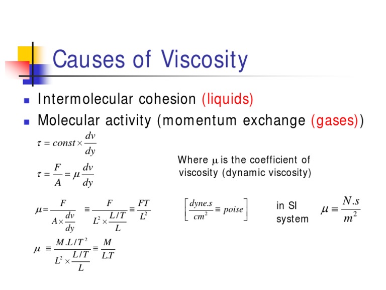 Causes of Viscosity: Intermolecular Cohesion Molecular Activity ...