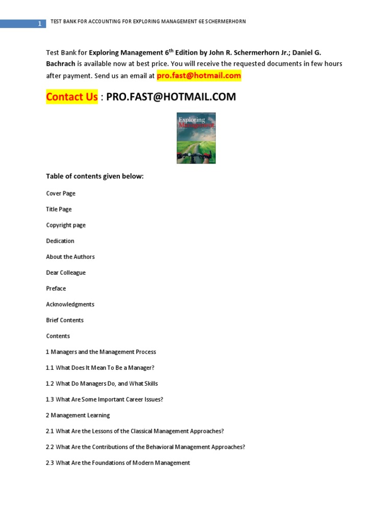 Test Bank Exploring Management 6th Edition Schermerhorn | PDF ...