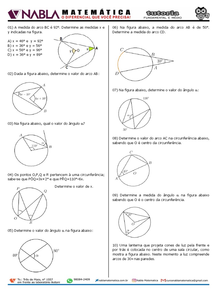 Ângulos Na Circunferência 8° Ano | PDF | Métodos e Materiais de Ensino