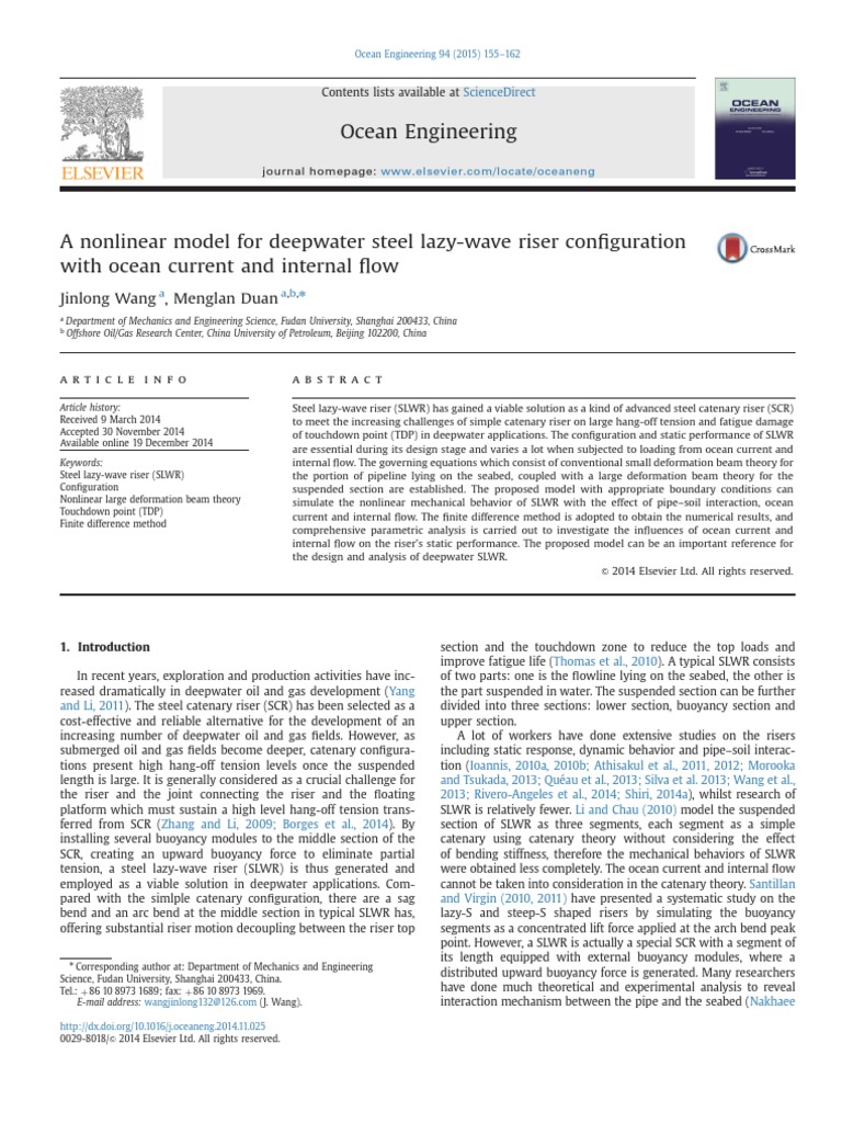 A Nonlinear Model For Deepwater Steel Lazy Wave Riser Configuration With Ocean Current And