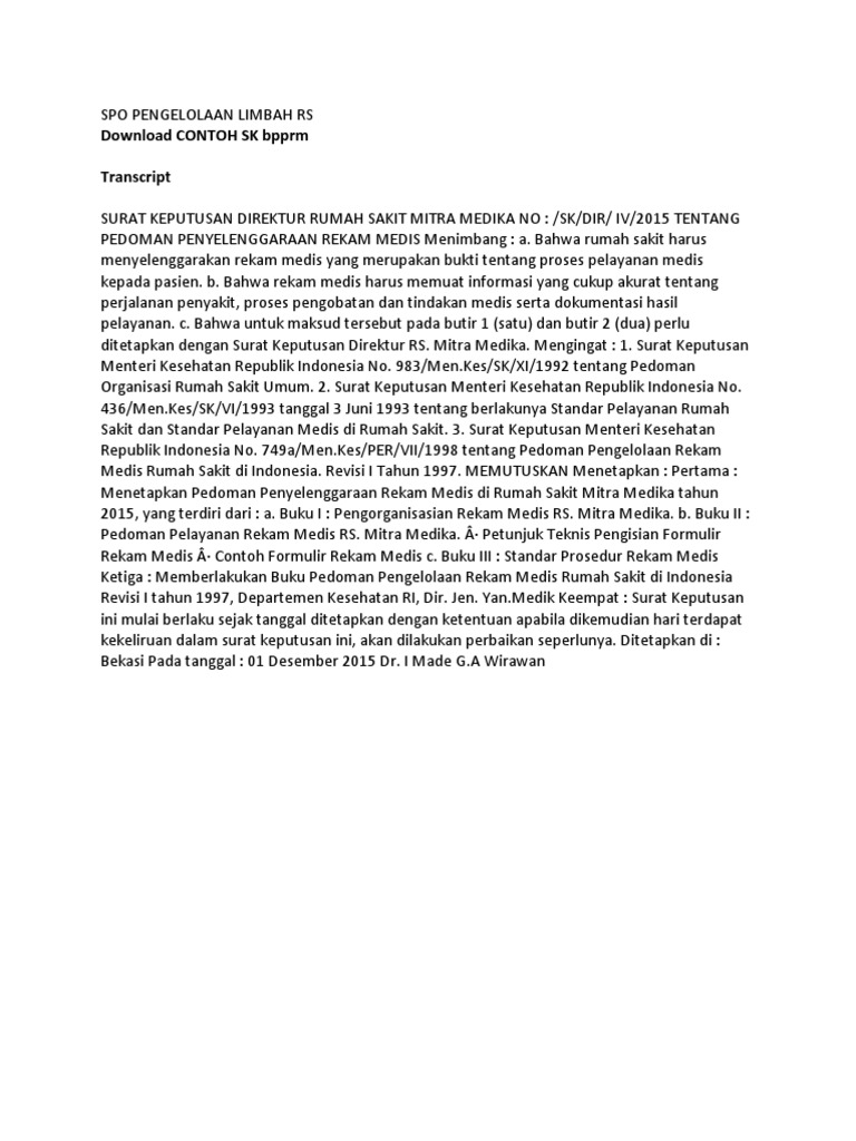 Contoh SK RM | PDF