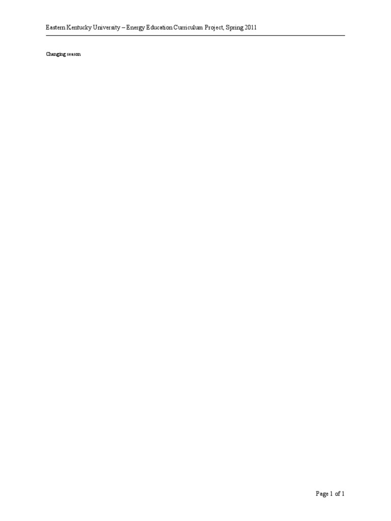 EKU Energy Education Curriculum 2011 | PDF