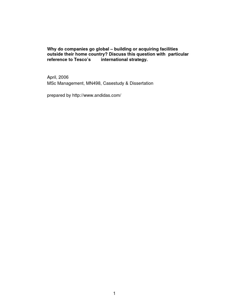 Tesco's Globalisation Motives Explained | PDF | Internationalization ...
