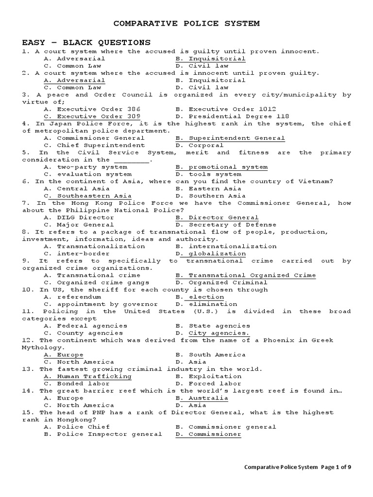 Comparative Police System | PDF | Police | Crime & Violence