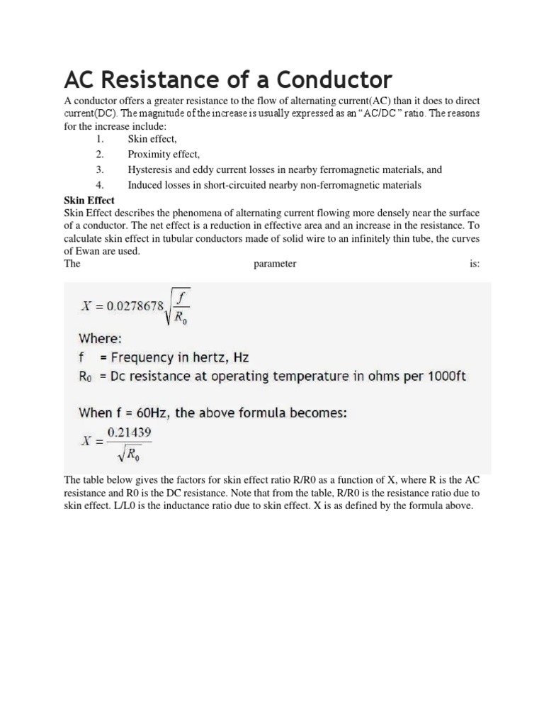 AC Resistance of A Conductor | PDF | Science & Mathematics