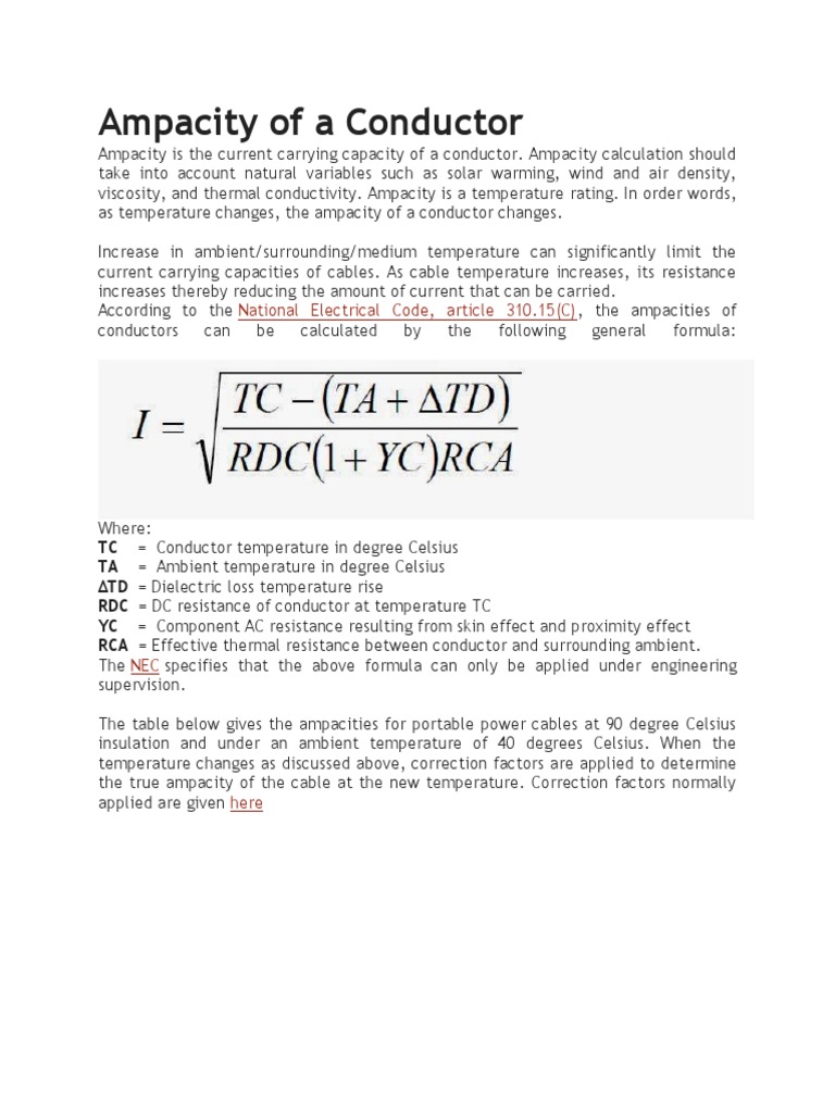 Calculating Ampacity of Conductors Based on Temperature | PDF ...