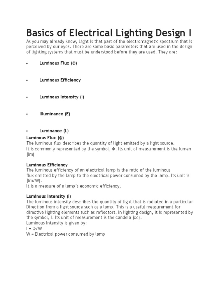 Lighting Design Basics for Beginners | PDF | Science & Mathematics ...