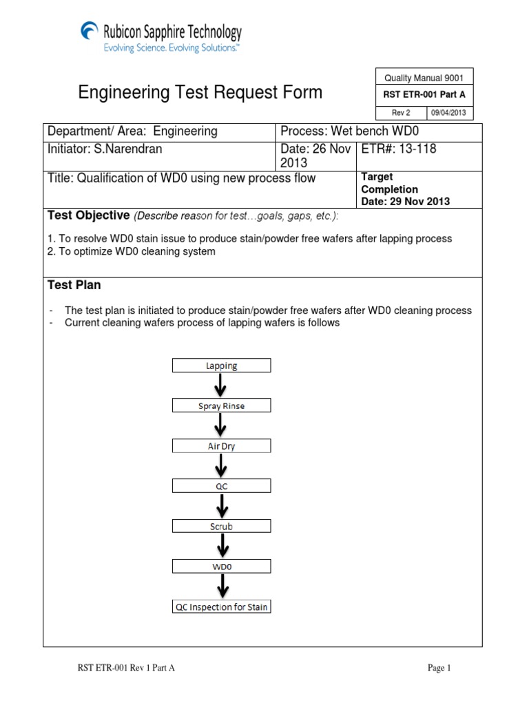 Engineering Test Request Form | Download Free PDF | Business Process ...