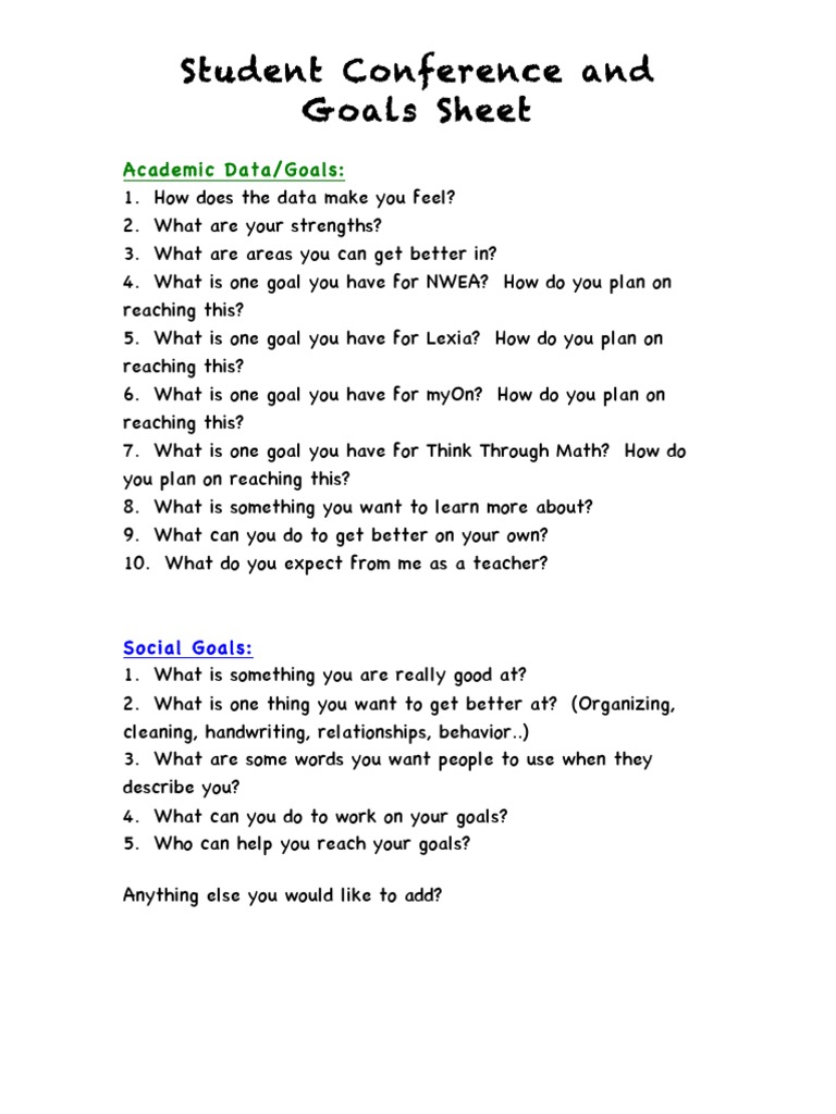 Lovett-Student-Conference-Sheet 1 | PDF | Career & Growth