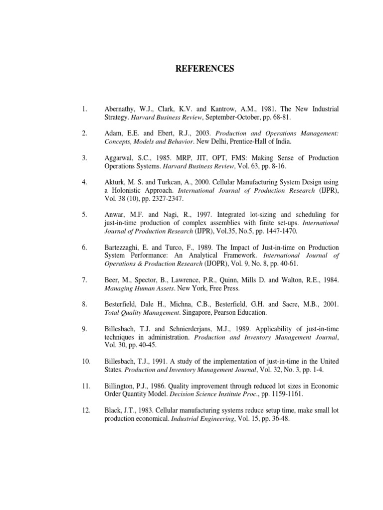References | PDF | Operations Management | Strategic Management