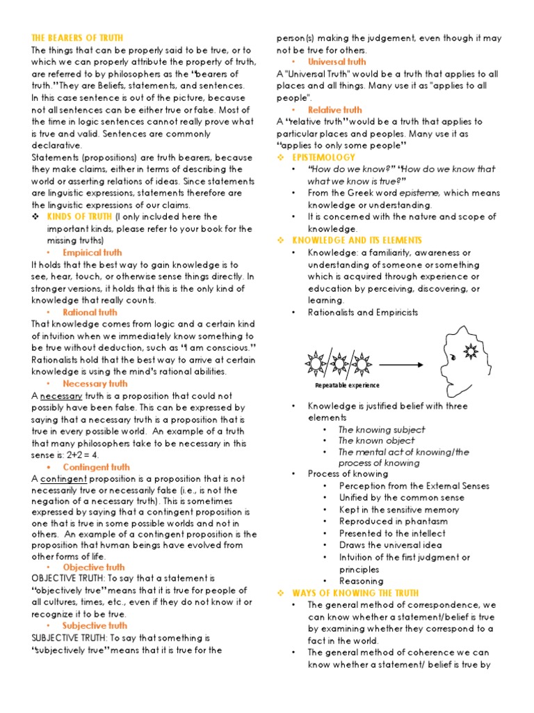 Philosophy - The Bearers of Truth | PDF | Truth | Proposition