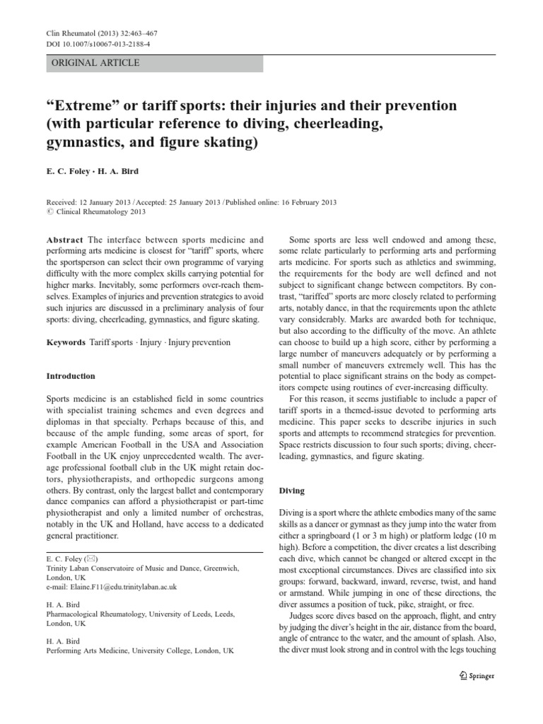 "Extreme" or Tariff Sports - Their Injuries and Their Prevention (With ...