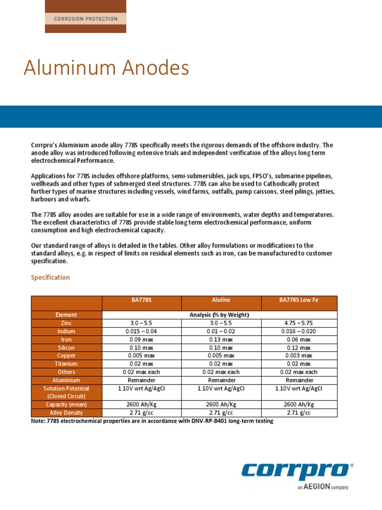 Aluminium Anodes UK | PDF | Electrochemistry | Sets Of Chemical Elements