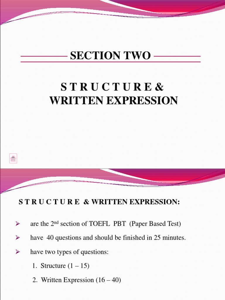 TOEFL PBT Structure & Written Expression Guide | PDF | Verb | Subject ...