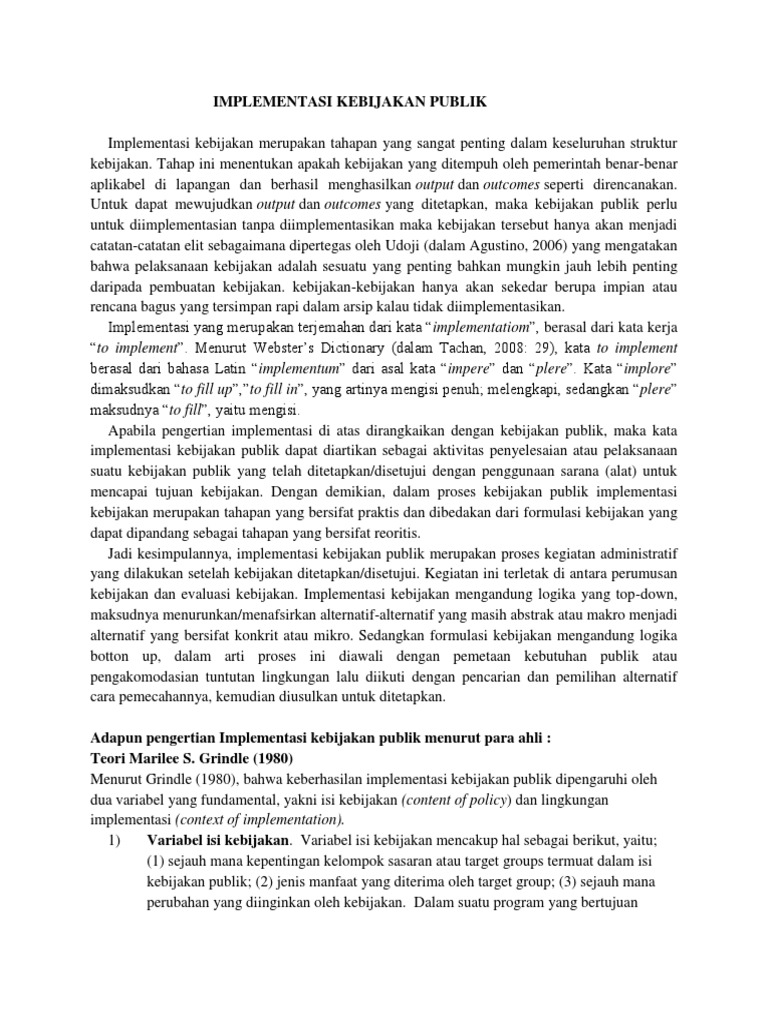 Tahapan Implementasi Kebijakan Publik | PDF | Bisnis