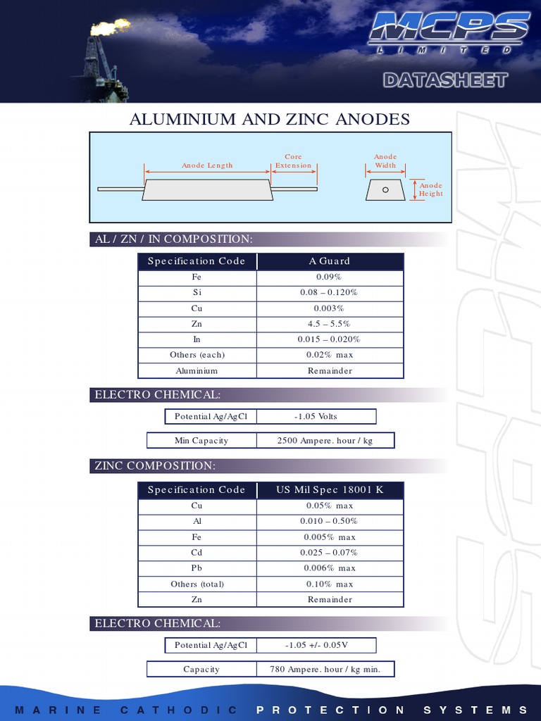 Cathodic Protection Data Sheet | PDF | Zinc | Chemical Elements