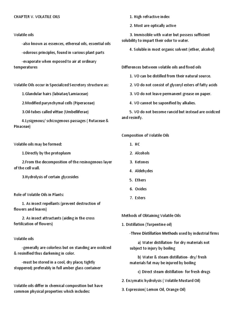 Characteristics, Composition, Extraction Methods, and Uses of Volatile ...