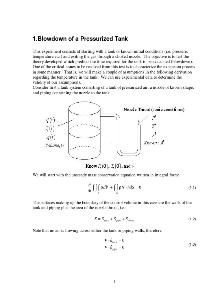 Blowdown of A Pressurized Tank | PDF | Fluid Dynamics | Nozzle