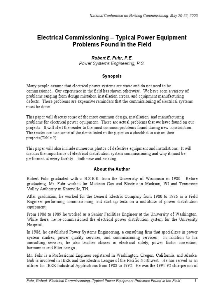 Electrical Commissioning - Typical Power Equipment PDF | PDF | Relay ...