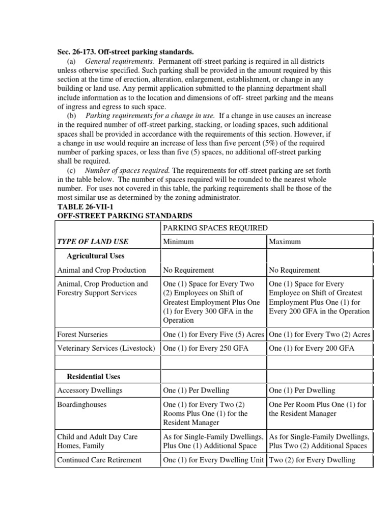 Off Street Parking Standards | PDF | Parking Lot | Parking